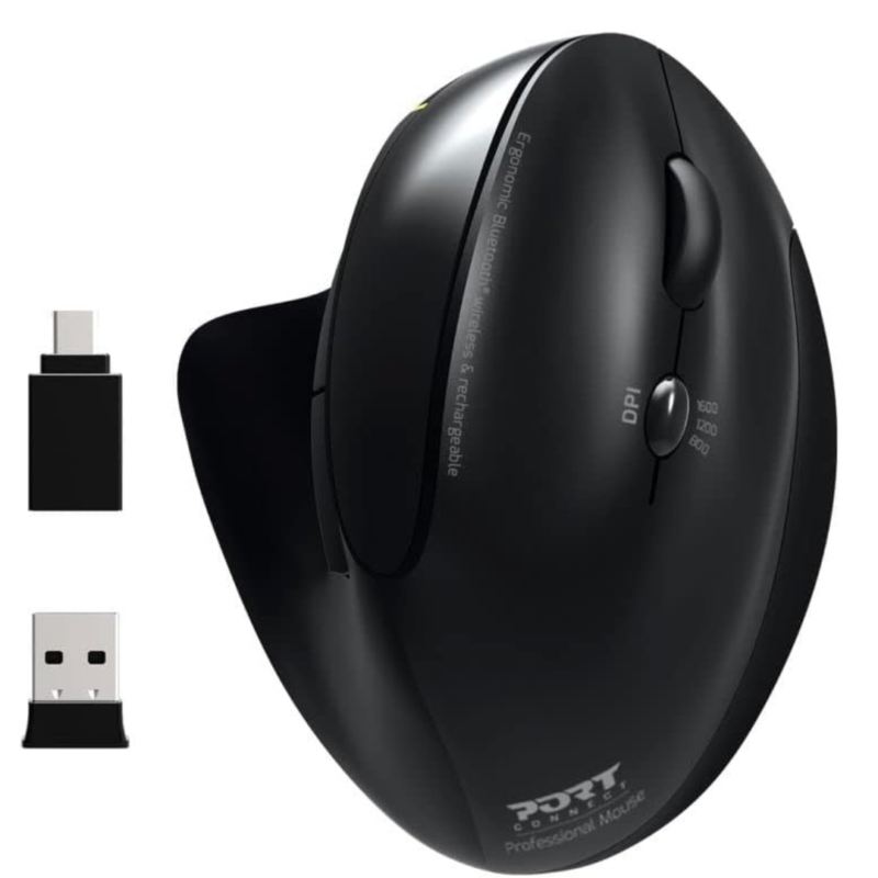 Port Connect Wireless Rechargeable Ergonomic Mouse Bluetooth Wireless ...
